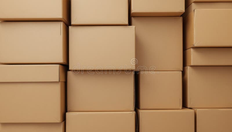Many Cardboard Boxes Stacked Together, Brown Packaging Look Stock ...