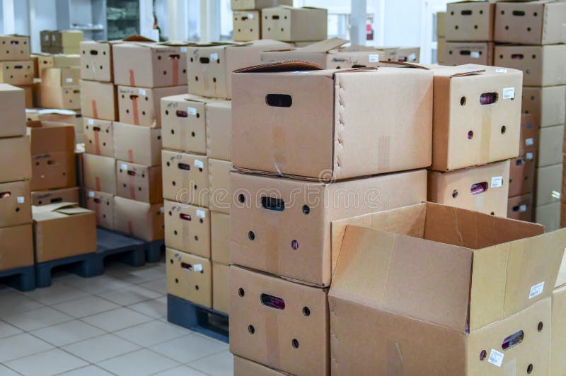 Many Cardboard Boxes in Stacks Stock Photo - Image of packing, deliver ...