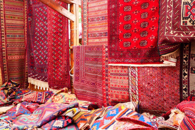Many Carpets on Middle East Bazar Stock Photo - Image of wool, turkish ...
