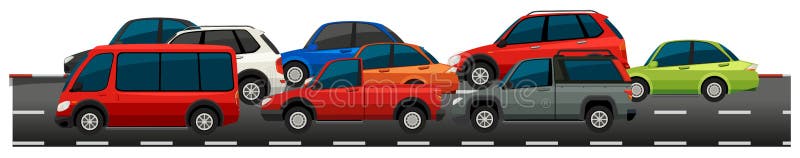 Many cars on the road stock vector. Illustration of background - 75635206