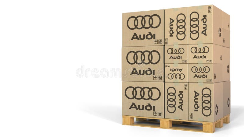 Many Cartons with Audi Logo. Editorial 3D Rendering Editorial Photo ...