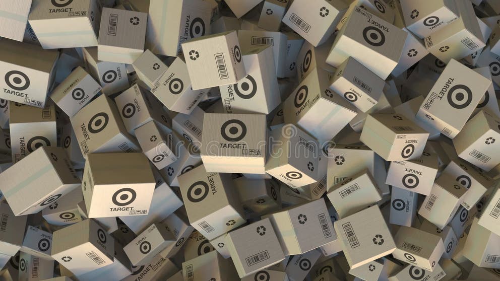 Boxes with TARGET Logo. Editorial 3D Rendering Editorial Stock Image ...