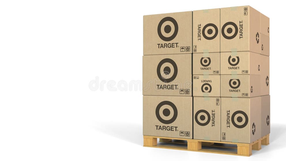 Many Cartons with Target Logo. Editorial 3D Rendering Editorial ...