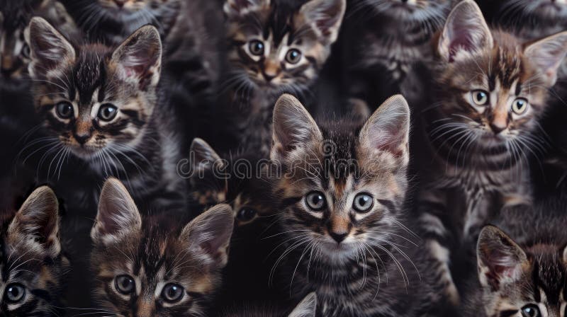 Many Cats. Background Full of Cute Kittens Stock Illustration ...