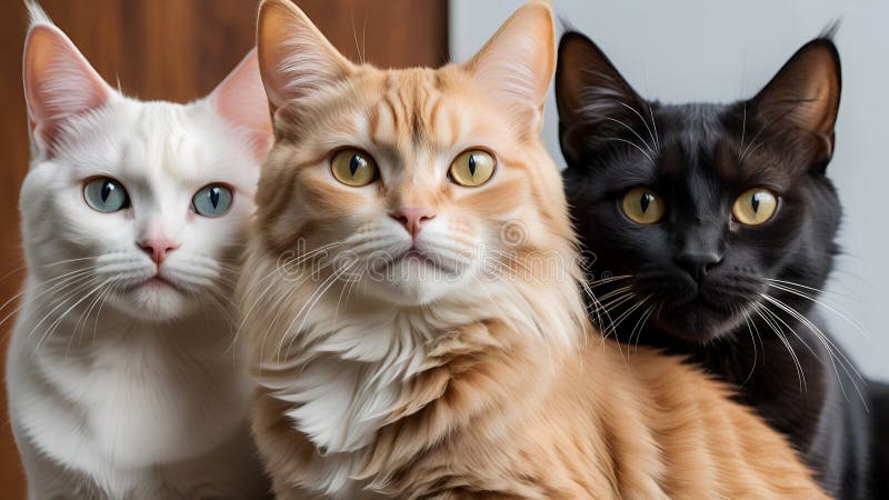 Many Cats of Various Breeds and Colors Stock Photo - Image of snout ...