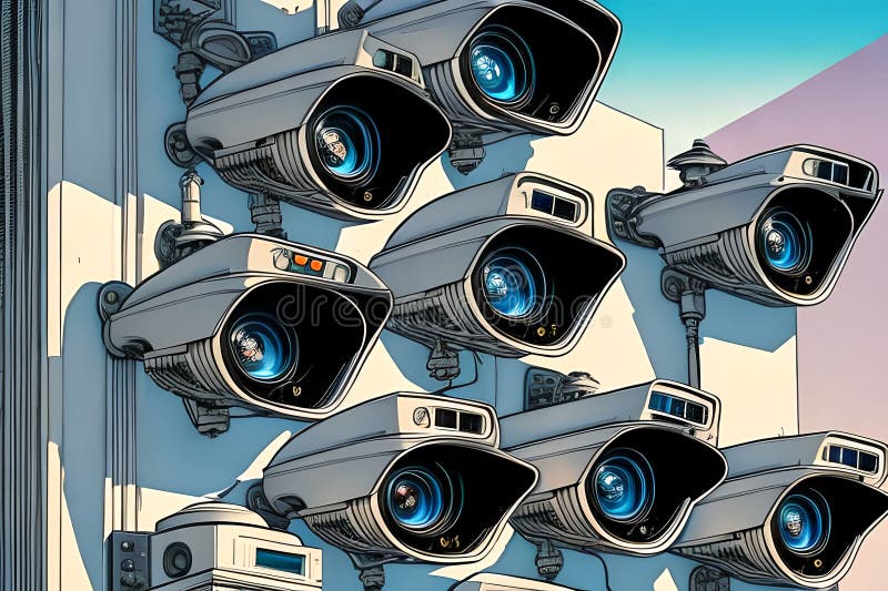 Many Security CCTV Cameras in the City Street Stock Photo - Image of ...