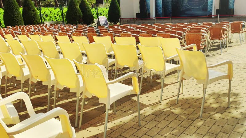 Many Chairs in the Open Air in Front of the Stage during the Day, the ...