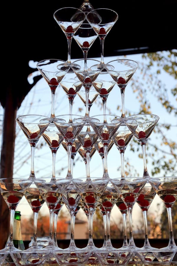 Many of the Champagne Glasses Stacked on Top of Each Other Stock Photo ...