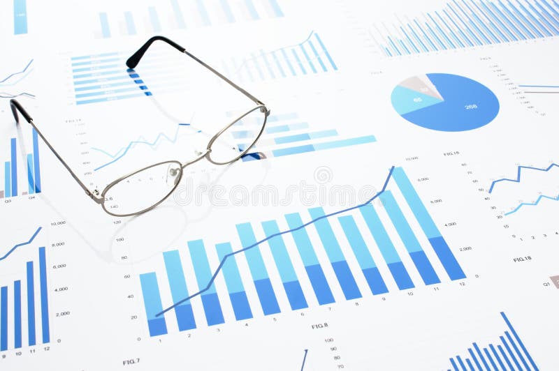 Many Charts and Magnifying Glass. Reviewing Data. Stock Image - Image ... Many Charts and Magnifying Glass. Reviewing Data. Stock Image - Image ...