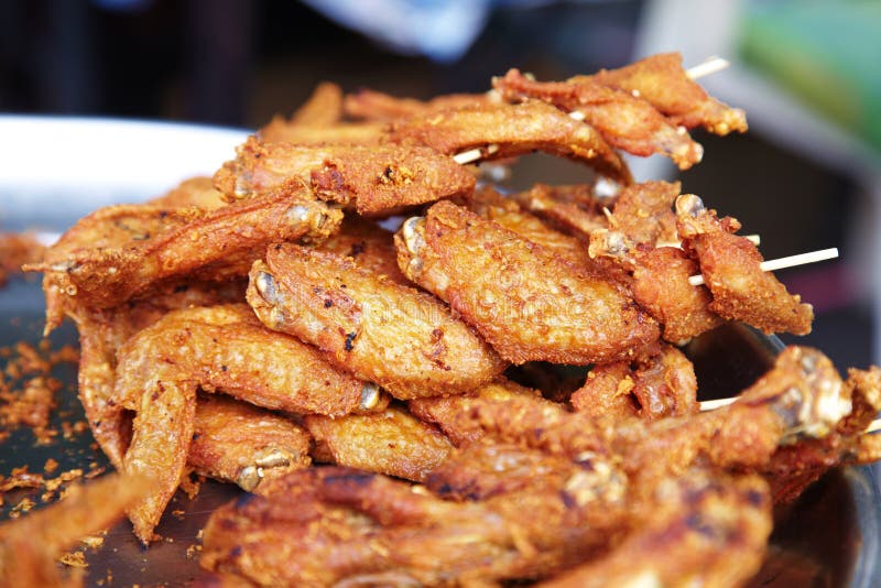 Many Chicken Fried in Thai Food Stock Photo - Image of heat, chicken ...