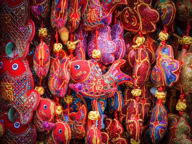 Chinese Talismans with Fortune Cookies on Golden Surface, Chinese New ...