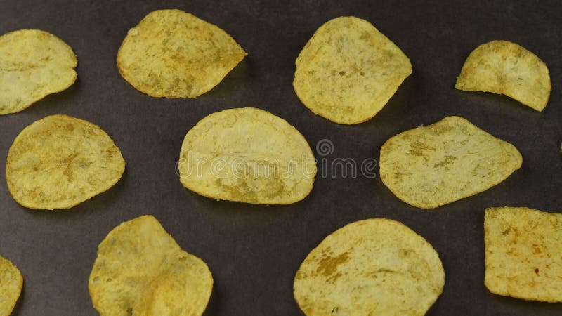 Many Chips on White Isolate. Potato Chips Stock Video - Video of slice ...