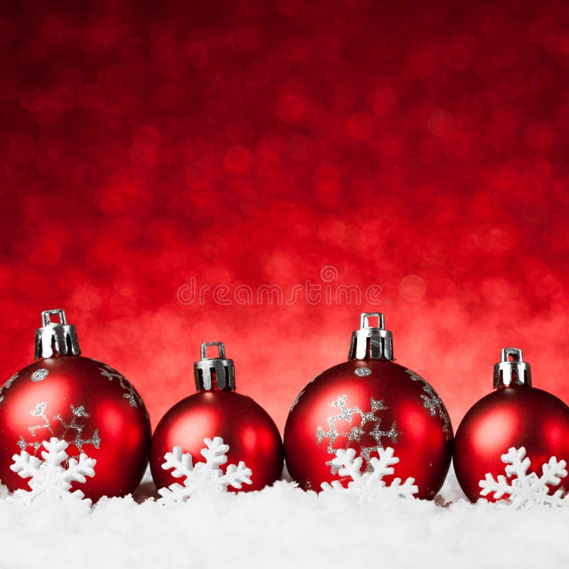 Many Christmas Balls in the Snow Stock Photo - Image of decorative ...