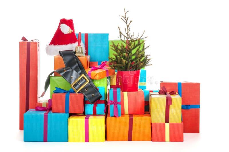 Colorful Stack of Christmas Presents Stock Image - Image of wrapped ...