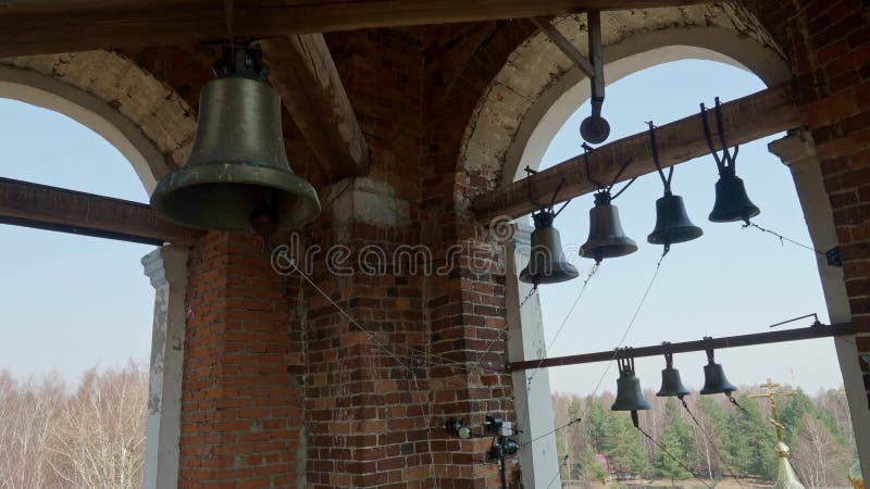 Many Ringing Church Bells in the Church Bell Tower Stock Video - Video ...