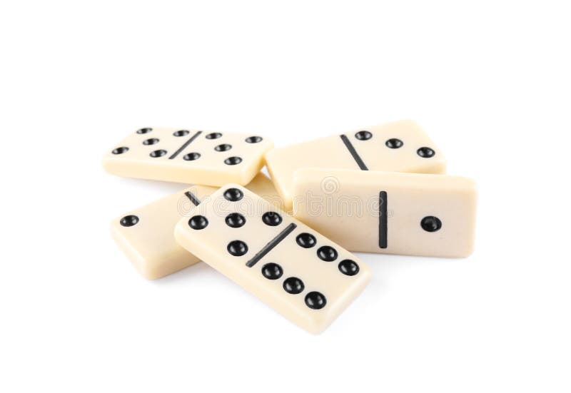 Many Classic Domino Tiles on White Background Stock Image - Image of ...