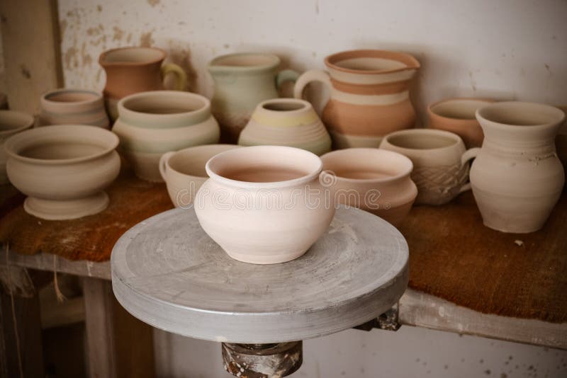 Many Clay Pot is on the Table Stock Image - Image of market, antique ...