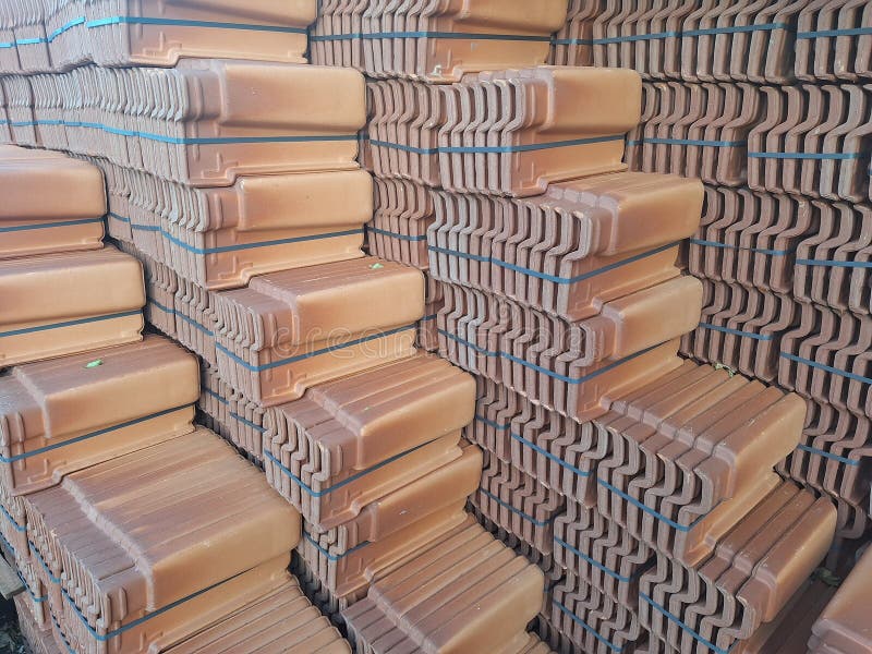 Many clay tiles stacked stock image. Image of tiles - 365684761