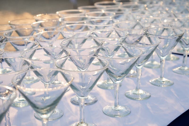 Many Clean Martini Cocktail Glasses Stock Photo - Image of celebrations ...