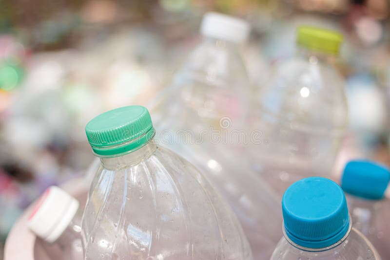 Many Clear Plastic Bottles for Reuse. Stock Photo - Image of paper ...