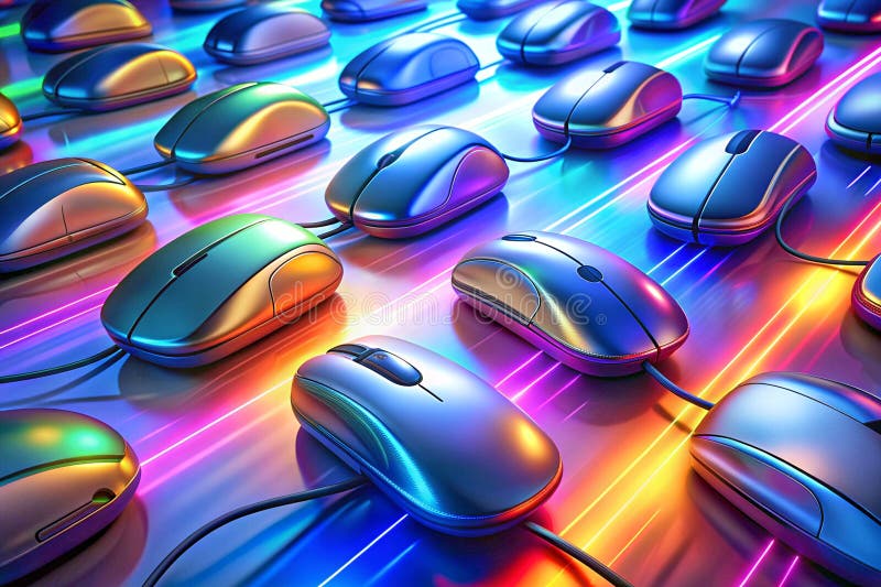 Many Clicks. Cool Lighting Shiny Mouse for Computer Stock Illustration ...