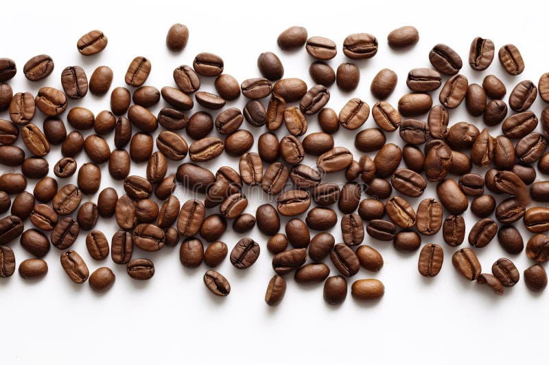 Many Coffee Beans on White Background Stock Illustration - Illustration ...