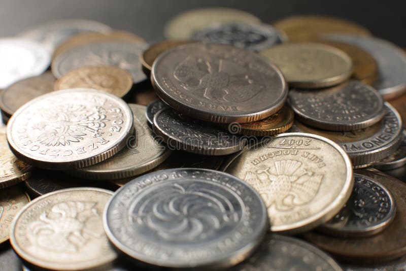 Many Coins on a Black Background Stock Image - Image of earn, choice ...