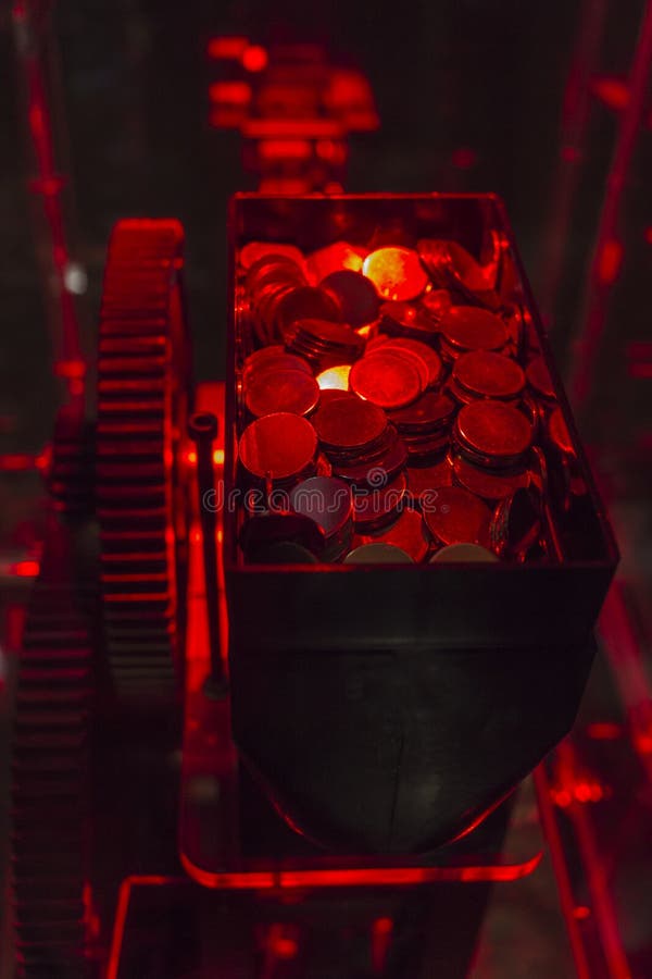 Many Coins in Container Inside Slot Machine of Casino Stock Image ...