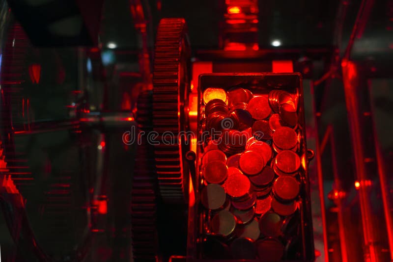 Many Coins in Container Inside Slot Machine of Casino Stock Image ...