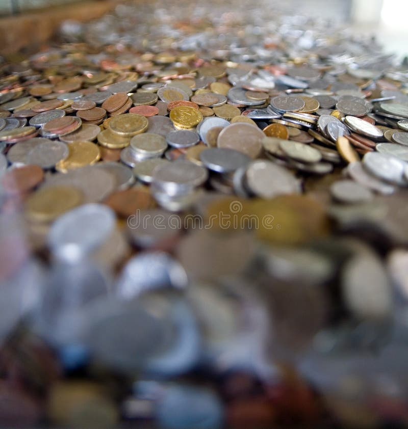 Many Coins from Different Countries of the World. Stock Photo - Image ...