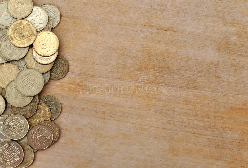 Many Coins on Wood Table Background Stock Image - Image of cash ...