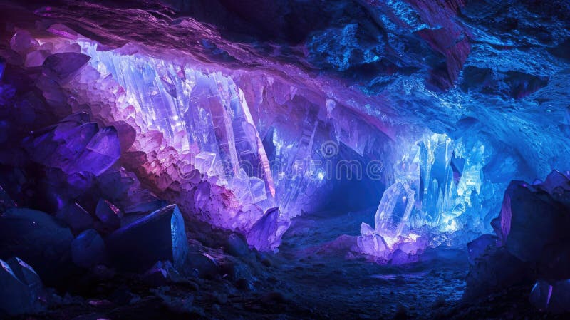 Many Color Gem Glass Stalagmite Formations Inside Cave Stock Photo ...