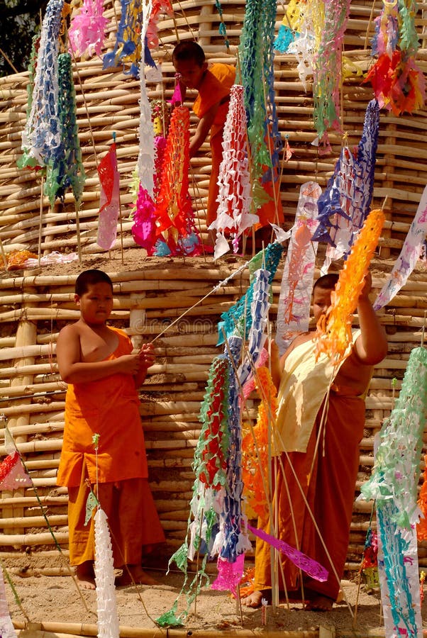 Many Color Paper Flag in Temple of Thailand. Editorial Stock Image ...