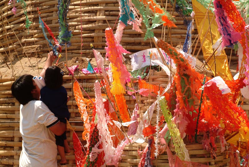 Many Color Paper Flag in Temple of Thailand . Editorial Photo - Image ...