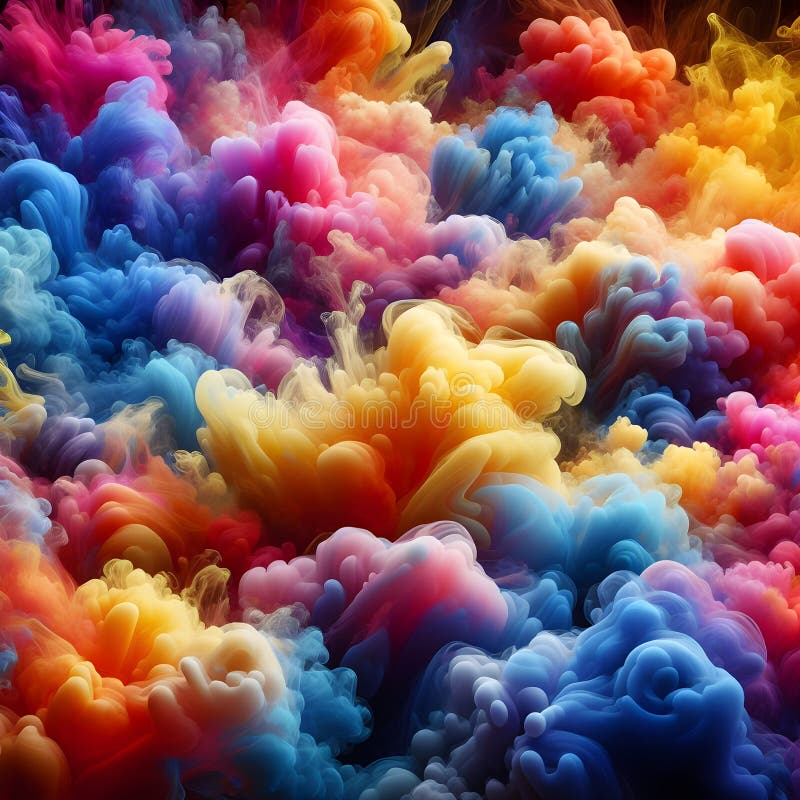 Many Colored Abstract Smoke Background. Powder and Colors Splash, Paint ...