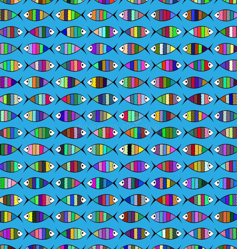 Many Colored Background Image of Abstract Lines with Fish Stock Vector ...