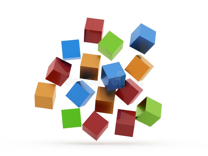 Many Colored Cubes Rendered Stock Illustration - Illustration of ...
