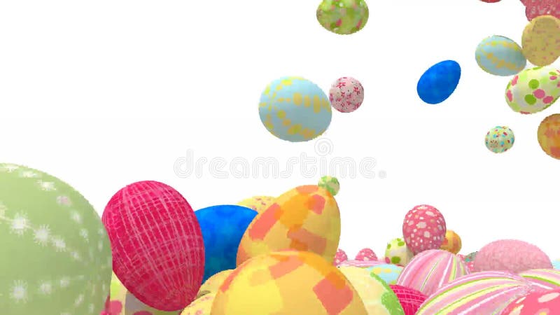 Many Colored Easter Eggs Fall on White Background Stock Footage - Video ...