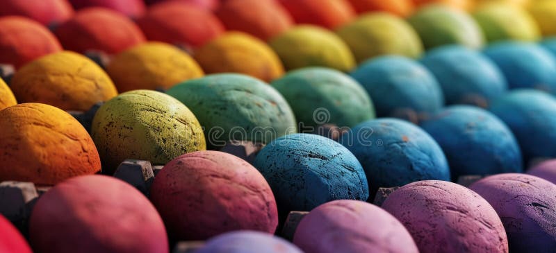 Many colored eggs in rows stock illustration. Illustration of symbol ...