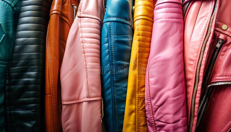 Many colored jackets hang stock photo. Image of fashion - 352740502
