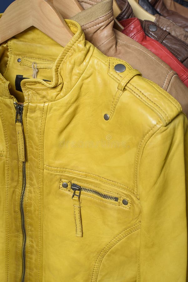 Many Colored Leather Jacket Stock Photo - Image of boutique, green ...