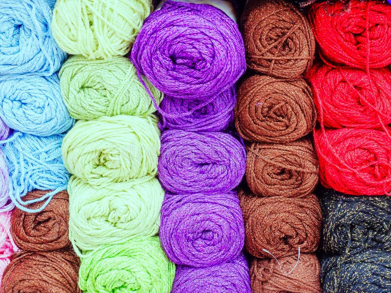 Many Colored Skeins of Thread Tightly Packed. Full Screen Photo Stock ...