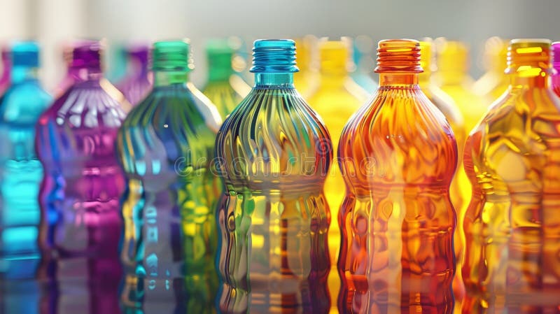 Many Colored Soda Bottles on Table Stock Image - Image of variety ...