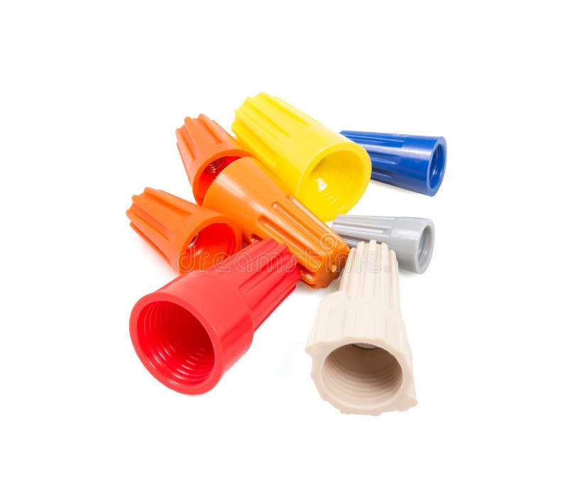 Many Colored Wire Nuts on White Background , Tool for Connecting ...