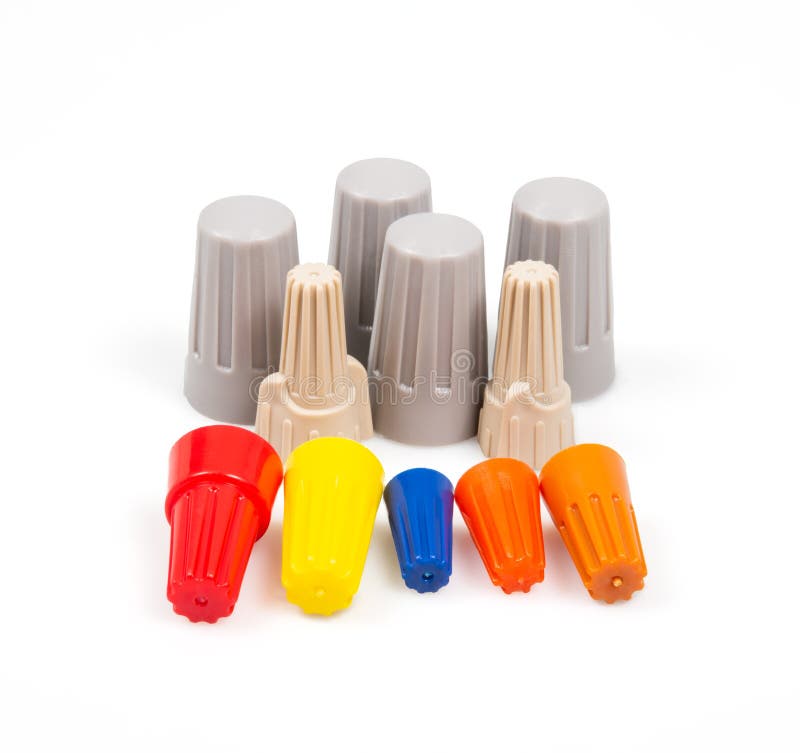 Many Colored Wire Nuts on White Background. Stock Photo - Image of ...