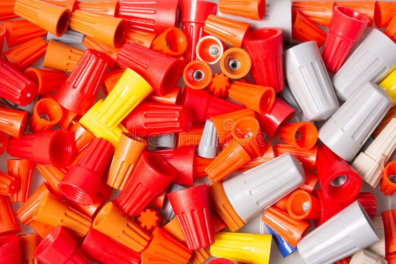 Many Colored Wire Nuts on White Background. Stock Photo - Image of ...