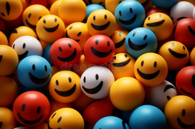 Many Colorful Balls with Smiley Faces on Them Stock Illustration ...