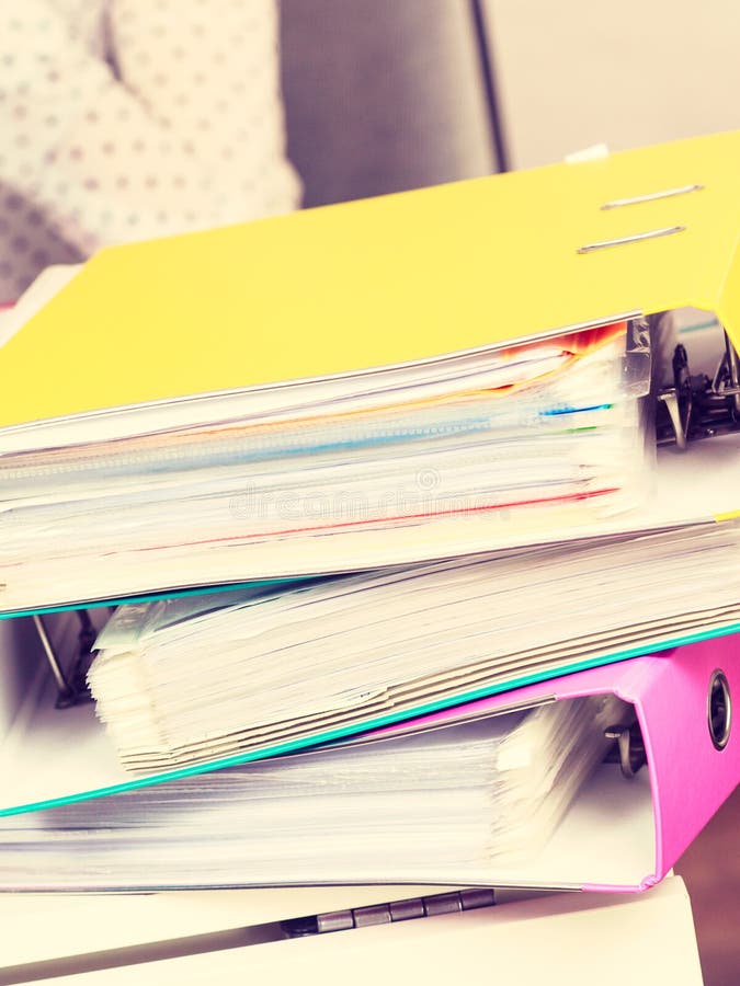 Many Colorful Binders with Documents Inside Stock Image - Image of data ...