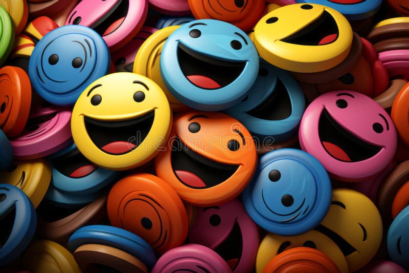 Many Colorful Buttons with Smiley Faces on Them Stock Illustration ...