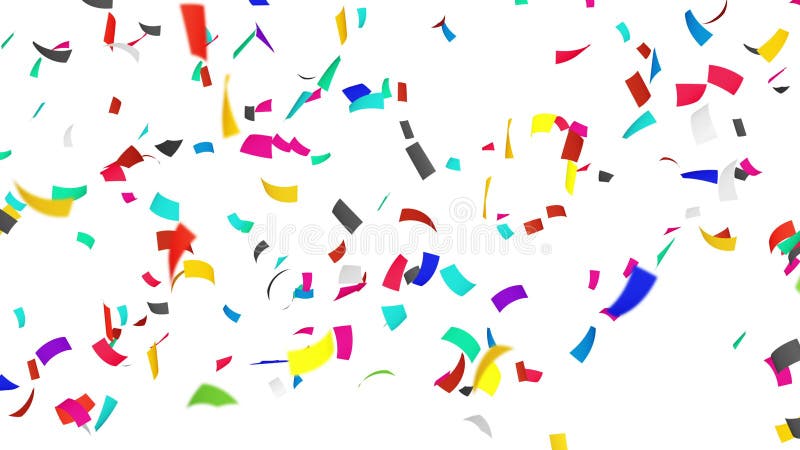 Many Colorful Confetti Floating in Air on White Background. Party ...